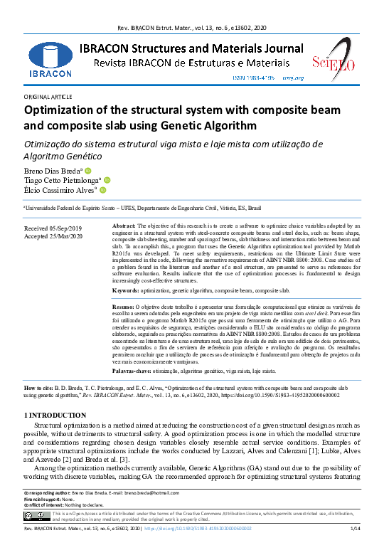 (PDF) Optimization of the structural system with composite beam and composite slab using Genetic ...