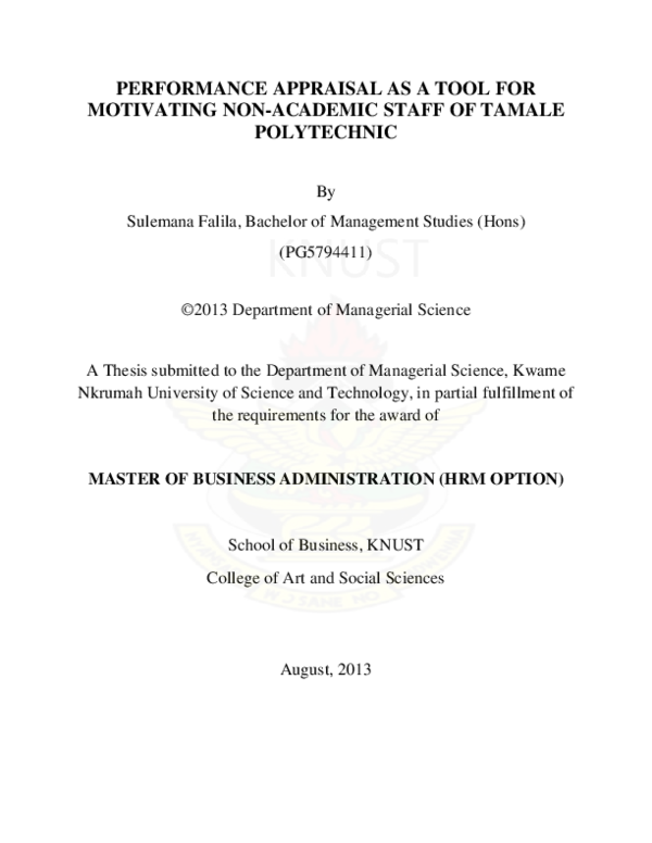(PDF) Performance appraisal as a tool for motivating non-academic staff ...