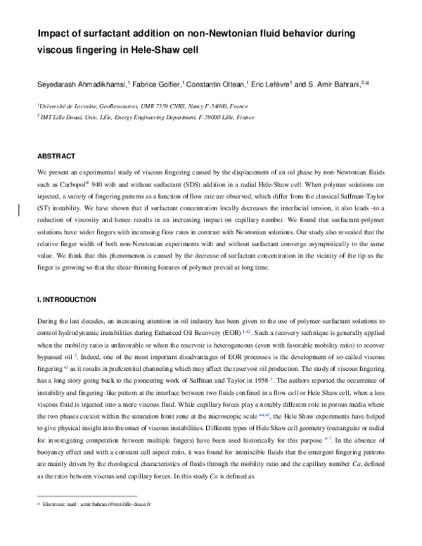 (PDF) Impact of surfactant addition on non-Newtonian fluid behavior ...
