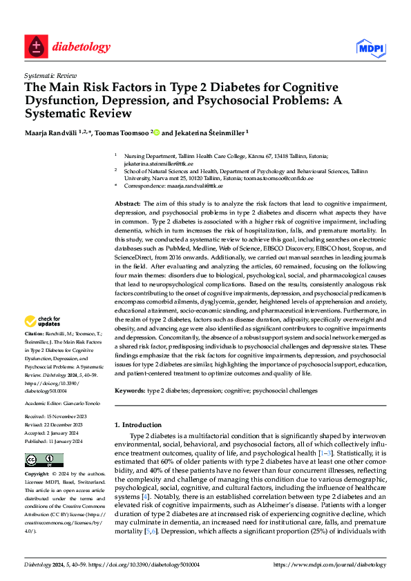 (PDF) The Main Risk Factors in Type 2 Diabetes for Cognitive ...