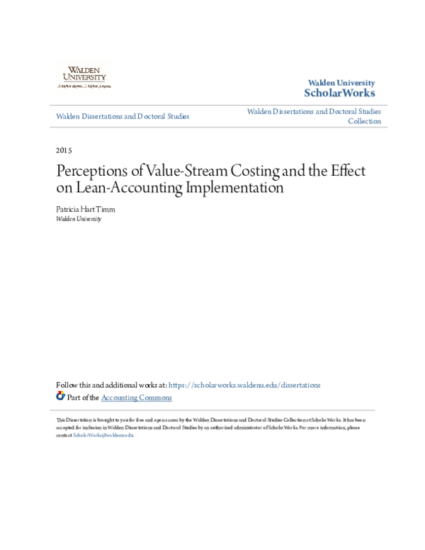 (PDF) Perceptions of Value-Stream Costing and the Effect on Lean ...