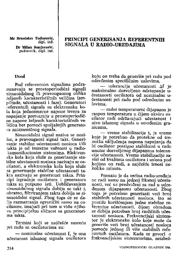 (PDF) Principi generisanja referentnih signala u radio-uređajima