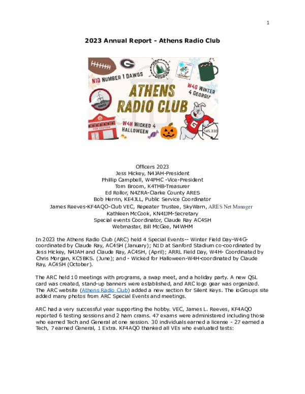 (DOC) 2023 Annual Report -Athens Radio Club