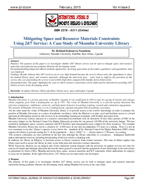 (PDF) Mitigating Space and Resource Materials Constraints Using 24/7 ... (PDF) Mitigating Space and Resource Materials Constraints Using 24/7 ...