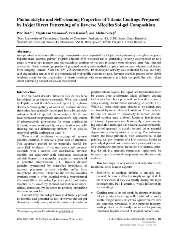 (PDF) Photocatalytic and self-cleaning properties of SiO2/TiO2/SiO2 nanostructured thin film