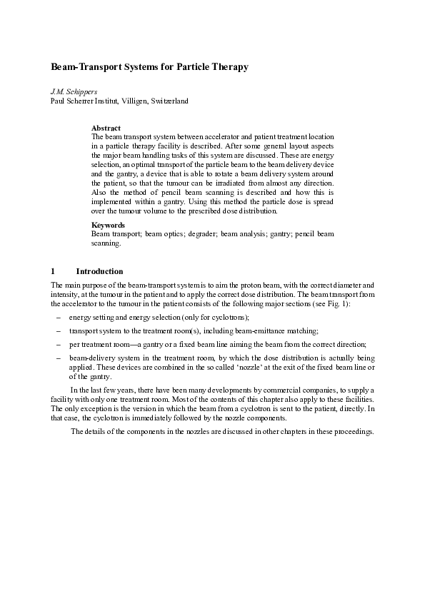 (PDF) Beam Transport Systems for Particle Therapy