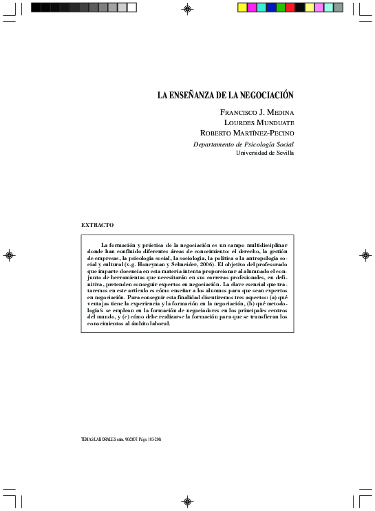 (PDF) La Ense anza De La Negociaci n