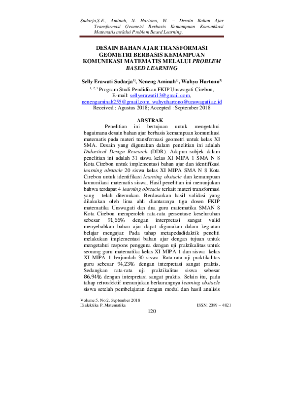 (PDF) Desain Bahan Ajar Transformasi Geometri Berbasis Kemampuan ...