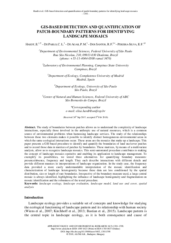 (PDF) Gis-Based Detection and Quantification of Patch-Boundary Patterns for Identifying ...