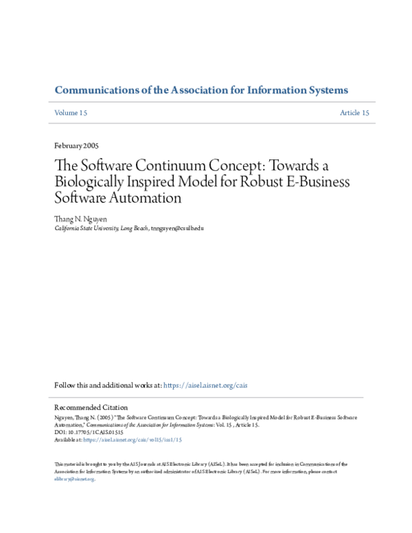 (PDF) The Software Continuum Concept: Towards a Biologically Inspired ...