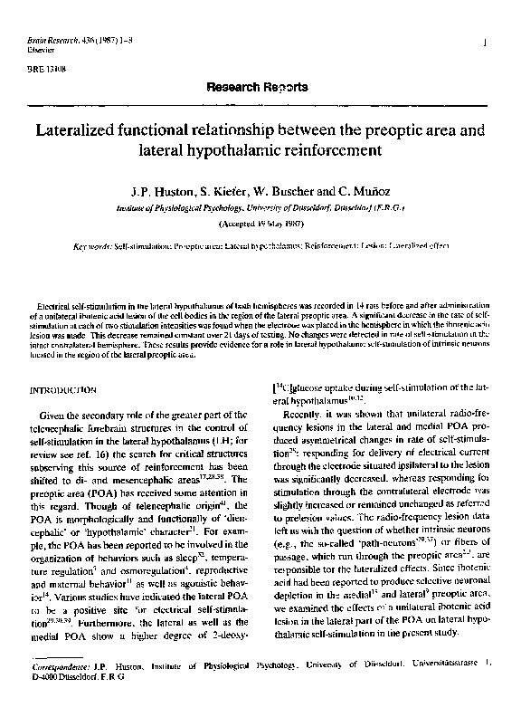 (PDF) Lateralized function relationship between the preoptic area and ...