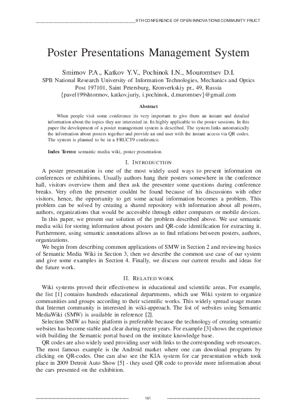 (PDF) Poster Presentations Management System