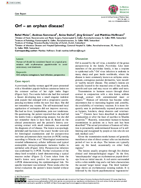 (PDF) Orf – an orphan disease?