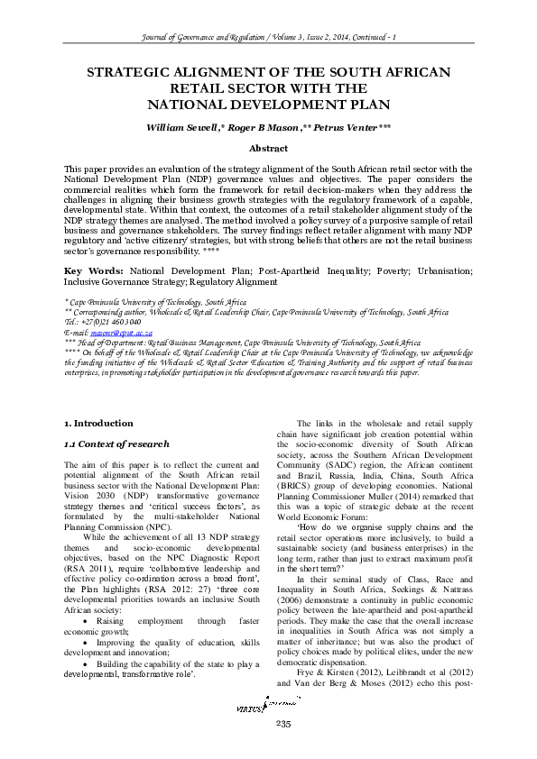 (PDF) Aligning South African Retail with NDP Goals