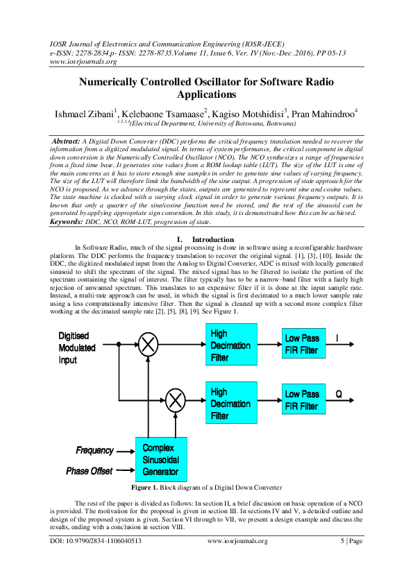 (PDF) Numerically Controlled Oscillator for Software Radio Applications