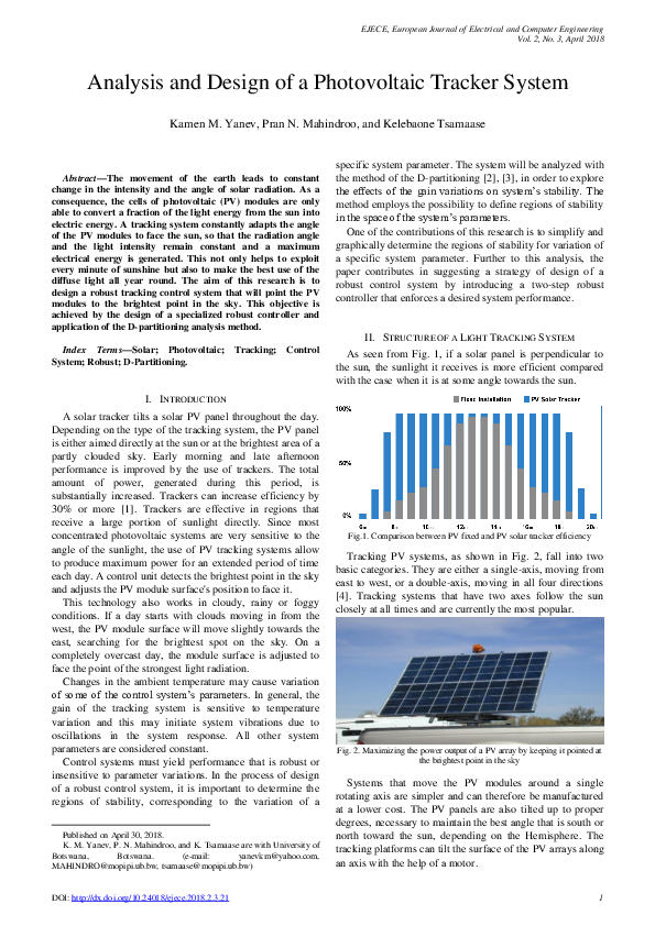 (PDF) Analysis and Design of a Photovoltaic Tracker System