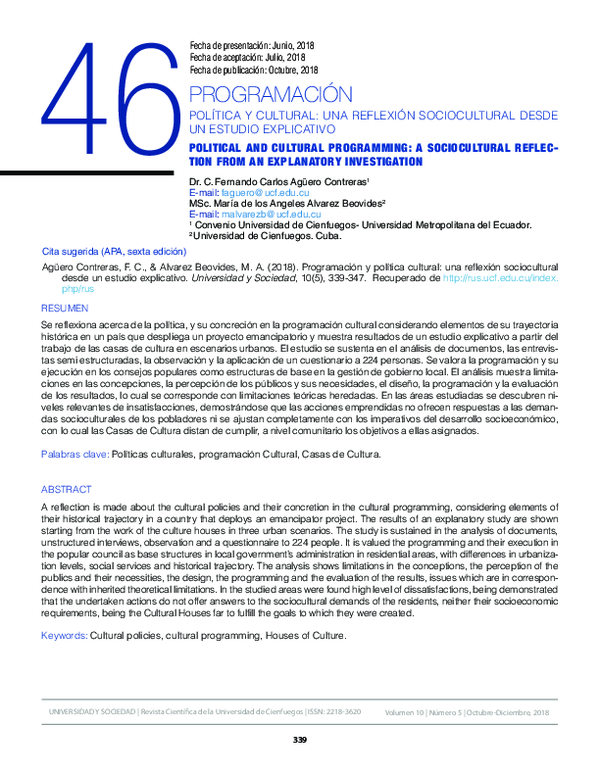 (PDF) Programación política y cultural: una reflexión sociocultural ...