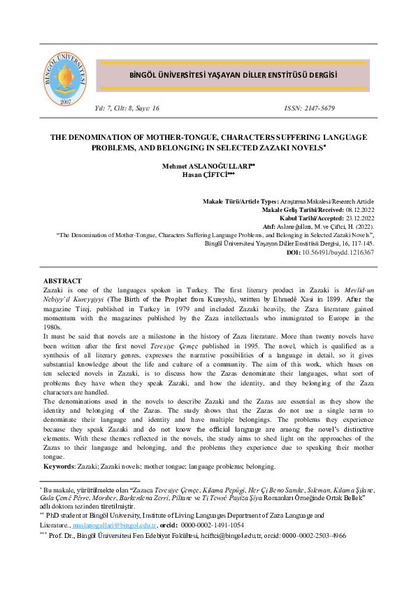 (PDF) THE DENOMINATION OF MOTHER-TONGUE, CHARACTERS SUFFERING LANGUAGE ...