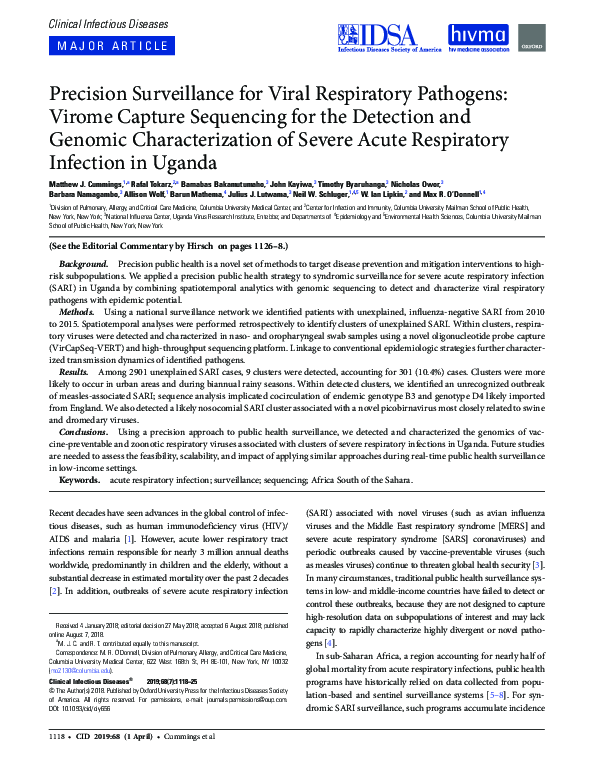 (PDF) Precision Surveillance for Viral Respiratory Pathogens: Virome ...