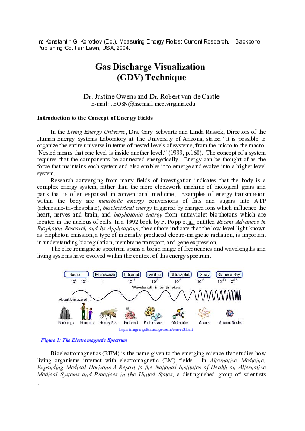 (PDF) Gas Discharge Visualization (GDV) Technique