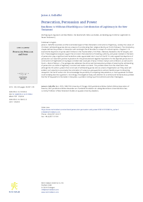 (PDF) Persecution, persuasion, and power : readiness to withstand ...
