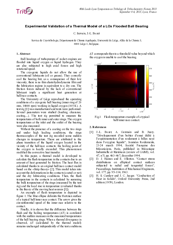 (PDF) Experimental validation of a thermal model of a LOx flooded ball bearing