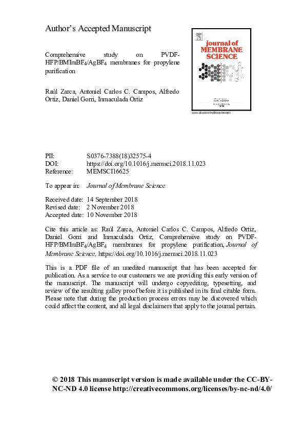 (PDF) Comprehensive study on PVDF-HFP/BMImBF4/AgBF4 membranes for ...