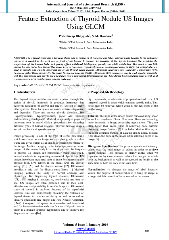 (PDF) Feature Extraction of Thyroid Nodule US Images Using GLCM