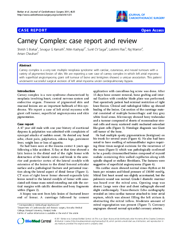 (PDF) Carney Complex: case report and review