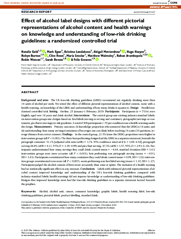 (PDF) Effect of alcohol label designs with different pictorial ...