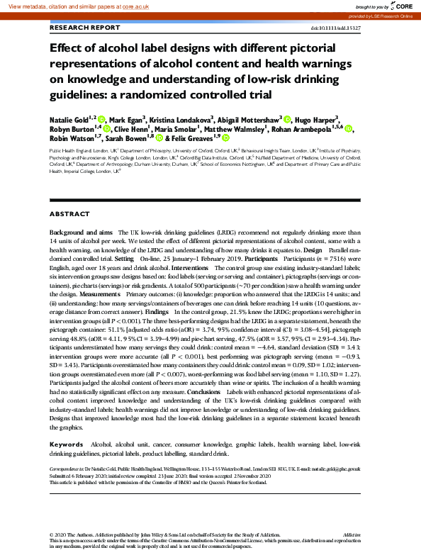 (PDF) Effect of alcohol label designs with different pictorial ...