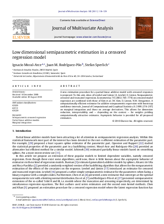 Pdf Low Dimensional Semiparametric Estimation In A Censored