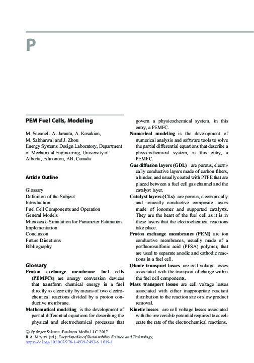 (PDF) PEM Fuel Cells, Modeling