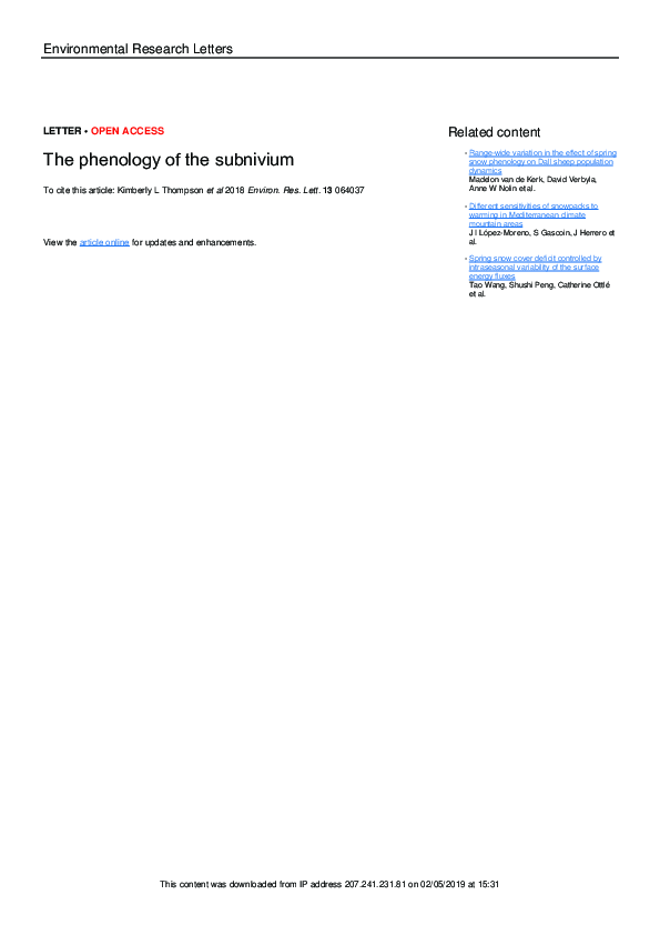(PDF) The phenology of the subnivium