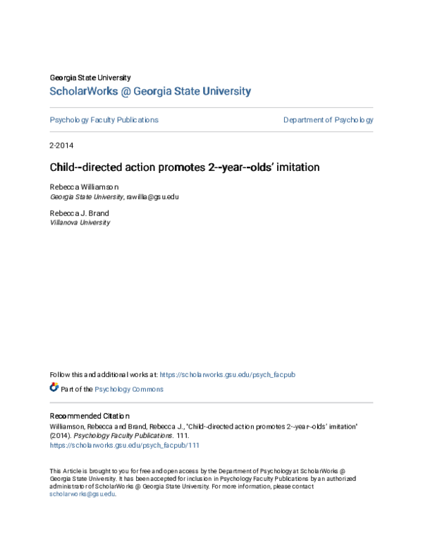 (PDF) Child-directed action promotes 2-year-olds’ imitation
