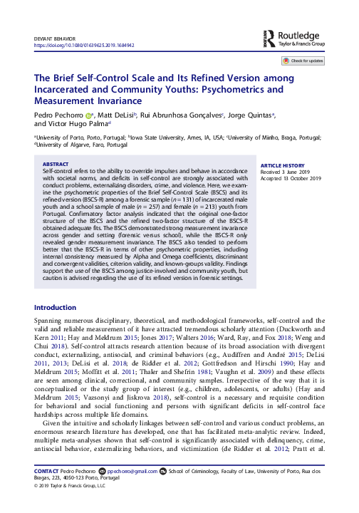 (PDF) The Brief Self-Control Scale and Its Refined Version among ...
