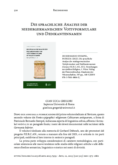 (PDF) Recensione a: Die sprachliche Analyse der niedergermanischen ...