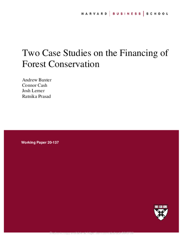 (PDF) Two Case Studies on the Financing of Forest Conservation