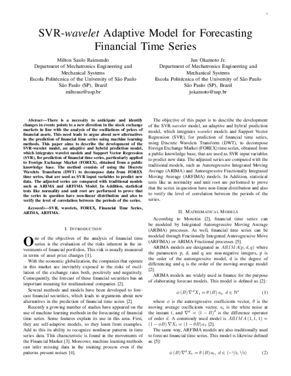 (PDF) SVR-wavelet adaptive model for forecasting financial time series