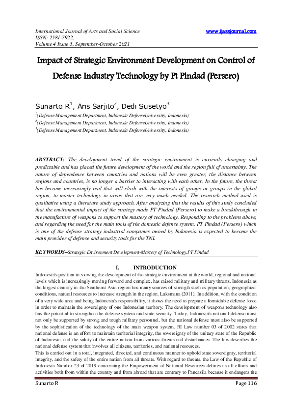 (PDF) Impact of Strategic Environment Development on Control of Defense ...