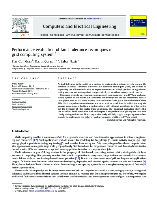 Pdf Performance Evaluation Of Fault Tolerance Techniques In Grid