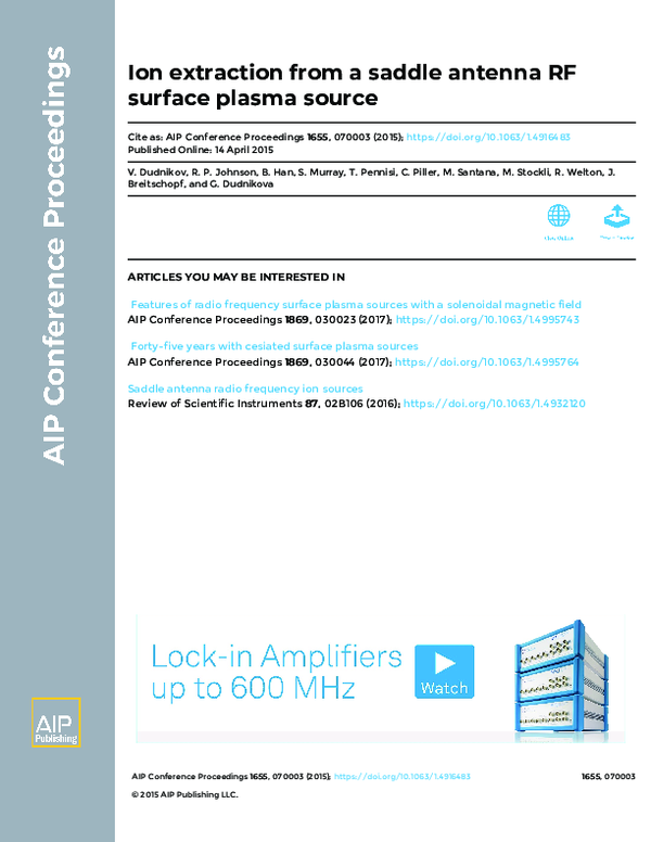 (PDF) Ion extraction from a saddle antenna RF surface plasma source