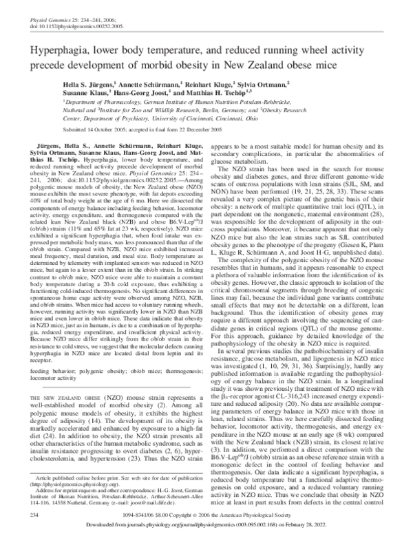 (PDF) Hyperphagia, lower body temperature, and reduced running wheel ...