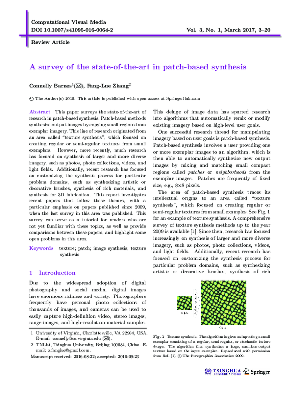 (PDF) A survey of the state-of-the-art in patch-based synthesis