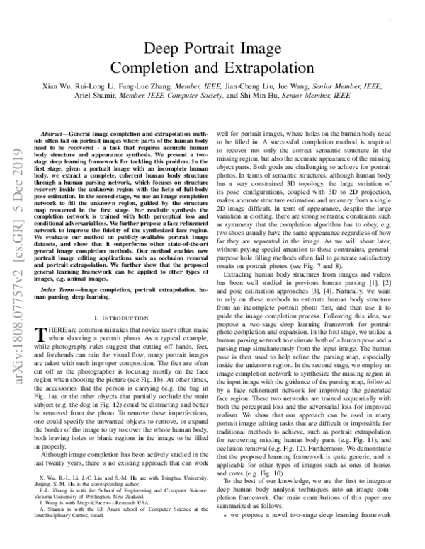 (PDF) Deep Portrait Image Completion and Extrapolation | Fang-lue Zhang ...