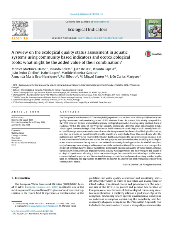 (PDF) A review on the ecological quality status assessment in aquatic ...