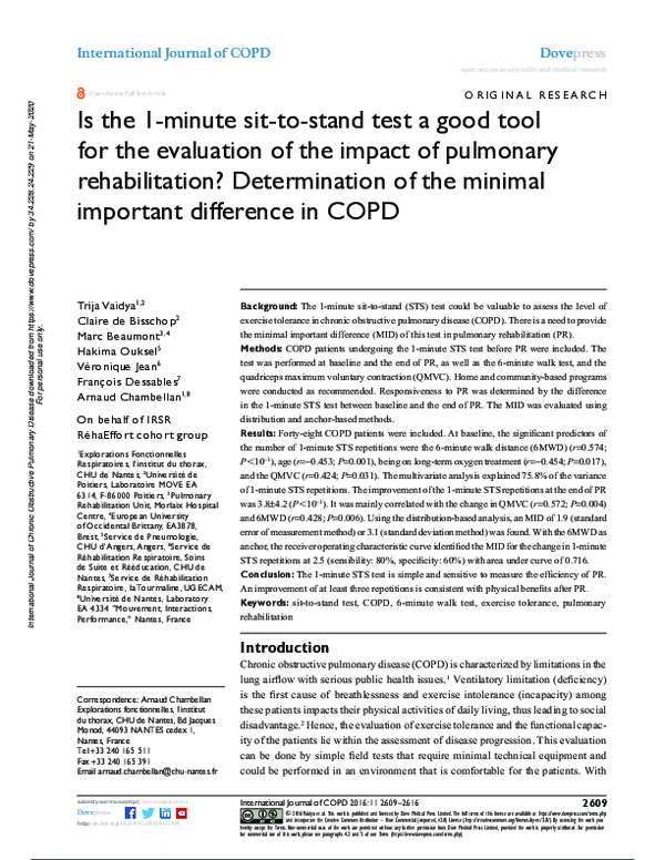 (PDF) Is the 1-minute sit-to-stand test a good tool for the evaluation ...