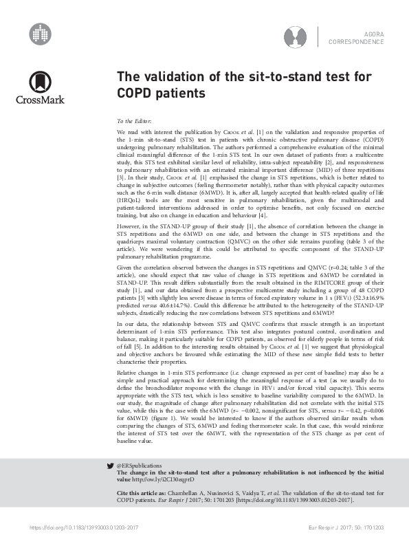 The validation of the sit-to-stand test for COPD patients