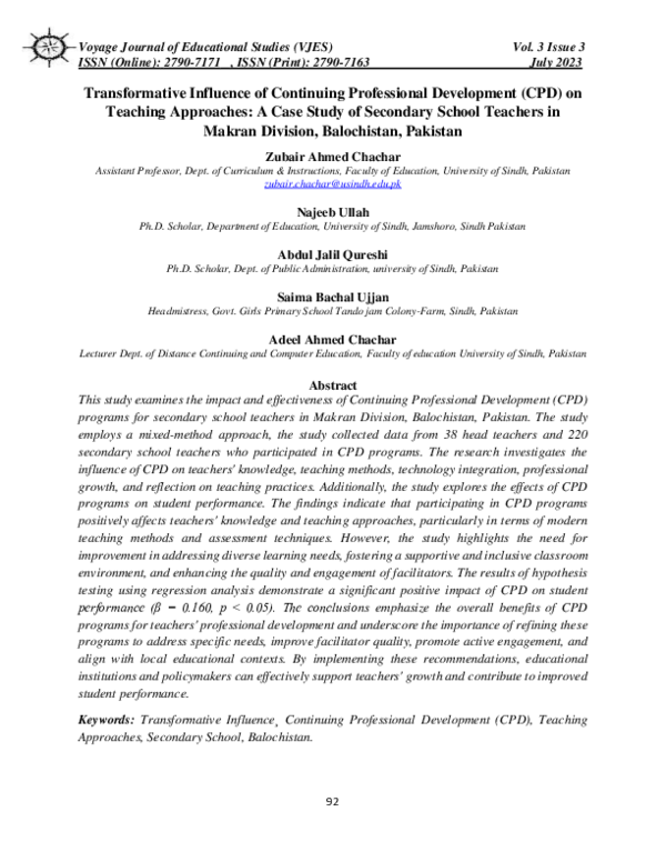 (PDF) Transformative Influence of Continuing Professional Development ...