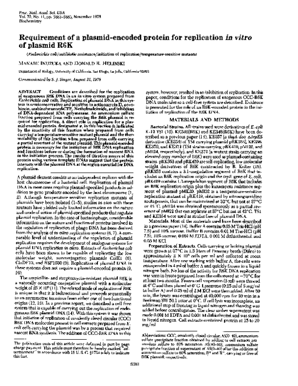 (PDF) Requirement of a plasmid-encoded protein for replication in vitro ...